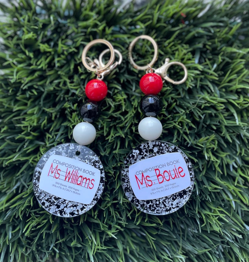 Beaded Teacher Keychain Composition Keychain Teacher - Etsy