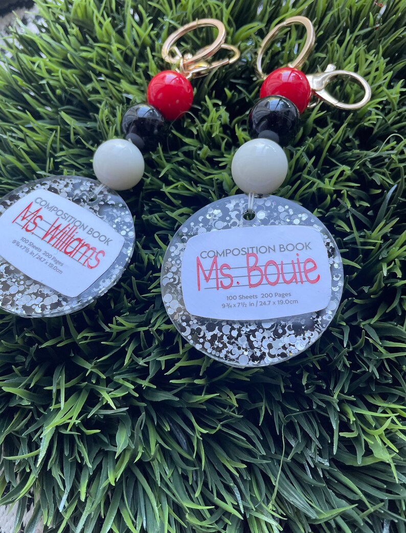 Beaded Teacher Keychain Composition Keychain Teacher - Etsy