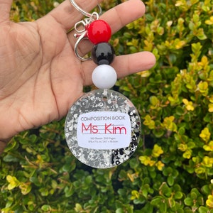Beaded Teacher Keychain, Composition Keychain, Teacher Keychain, Small ...
