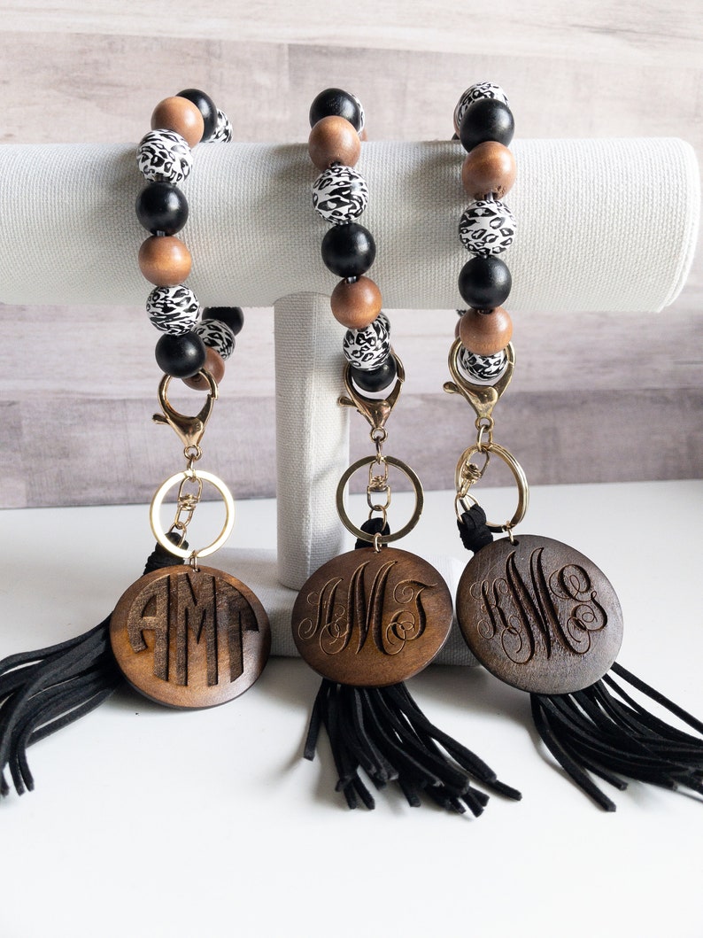 Leopard Beaded Keychain Leopard Beaded Wristlet Personalized | Etsy