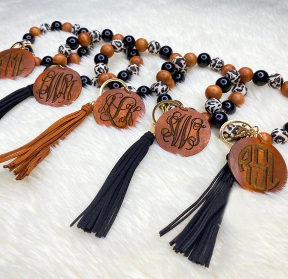 Leopard Beaded Keychain Leopard Beaded Wristlet Personalized | Etsy