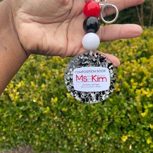 Beaded Teacher Keychain, Composition Keychain, Teacher Keychain, Small ...