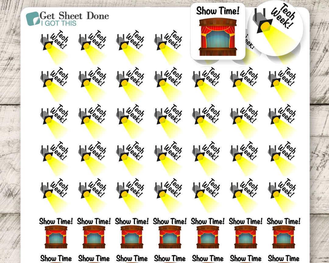Tech Week Planner Stickers / Planner Sticker Sheet / Theater Calendar ...