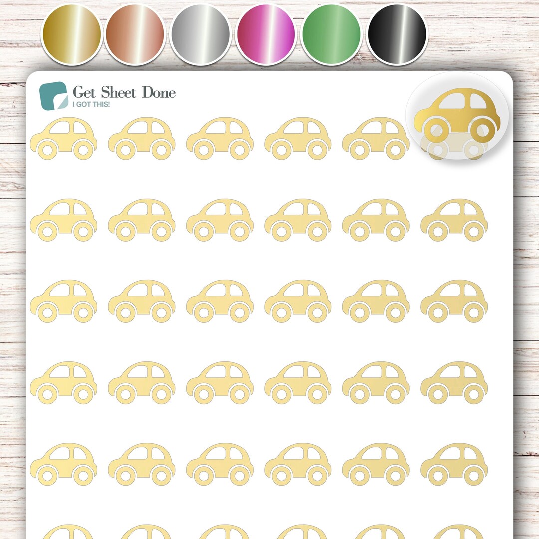 Car Planner Stickers/vinyl Planner Sticker Sheet/chore Carpool Gold ...