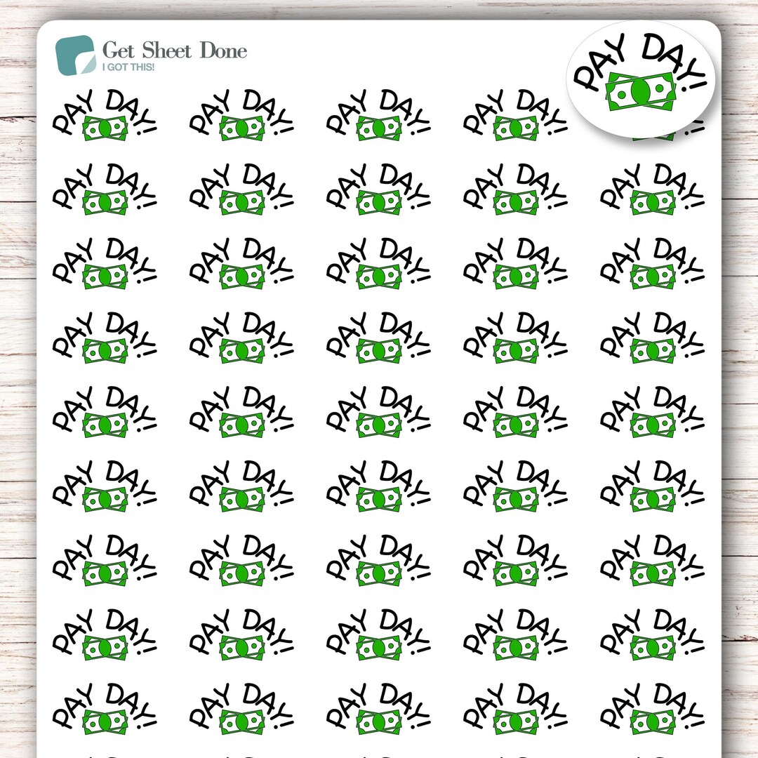 Payday Planner Stickers/planner Sticker Sheet/work Bills Budget Pay Day ...