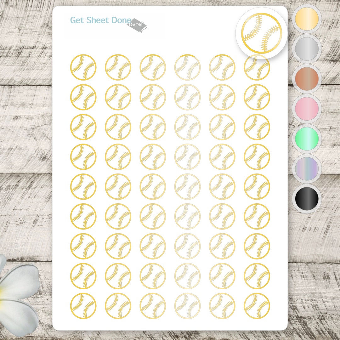 Baseball Planner Stickers/ Gold Foil Sticker Sheet/sport Health Fitness ...
