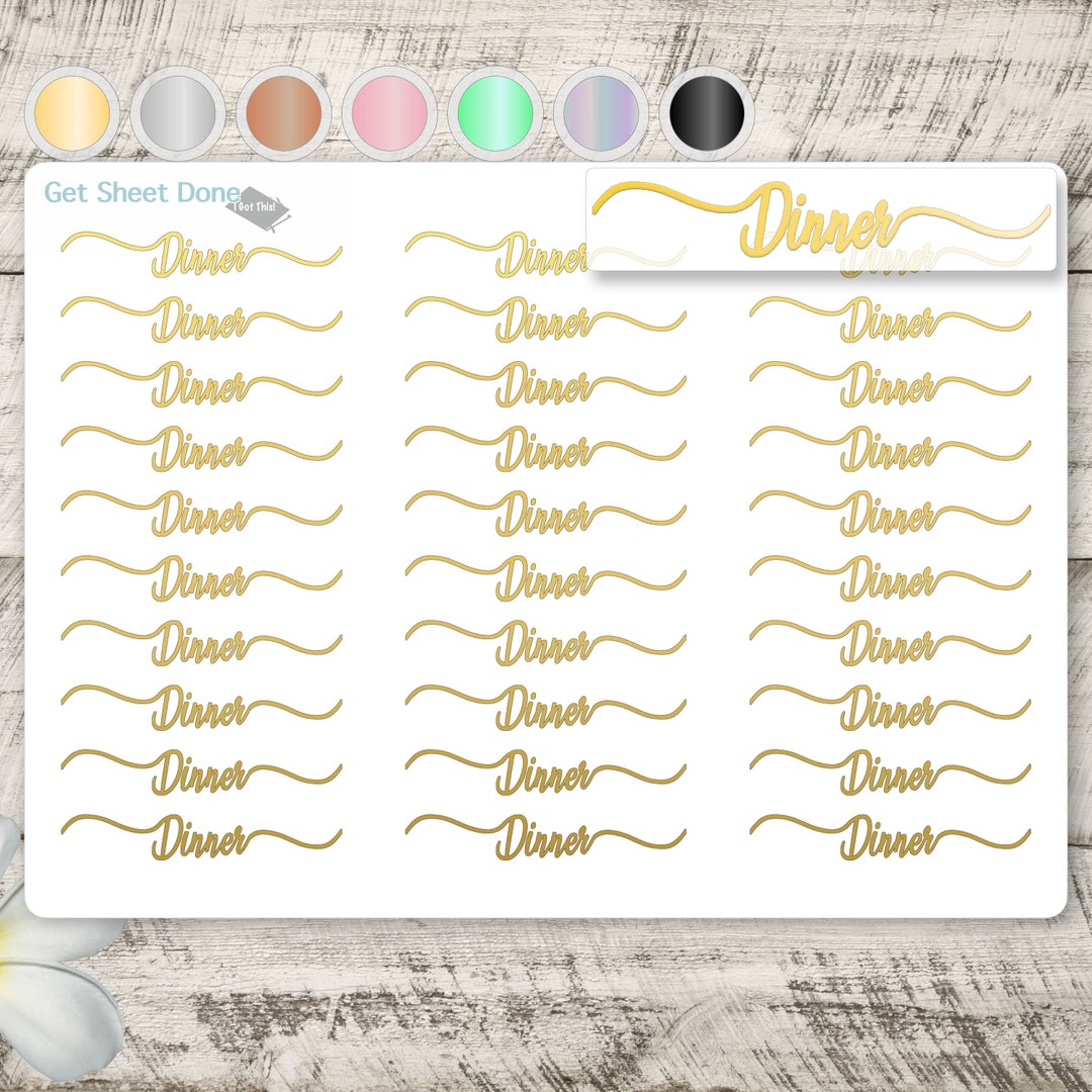 Dinner Script Planner Stickers/vinyl Planner Sticker Sheet/gold Foil ...