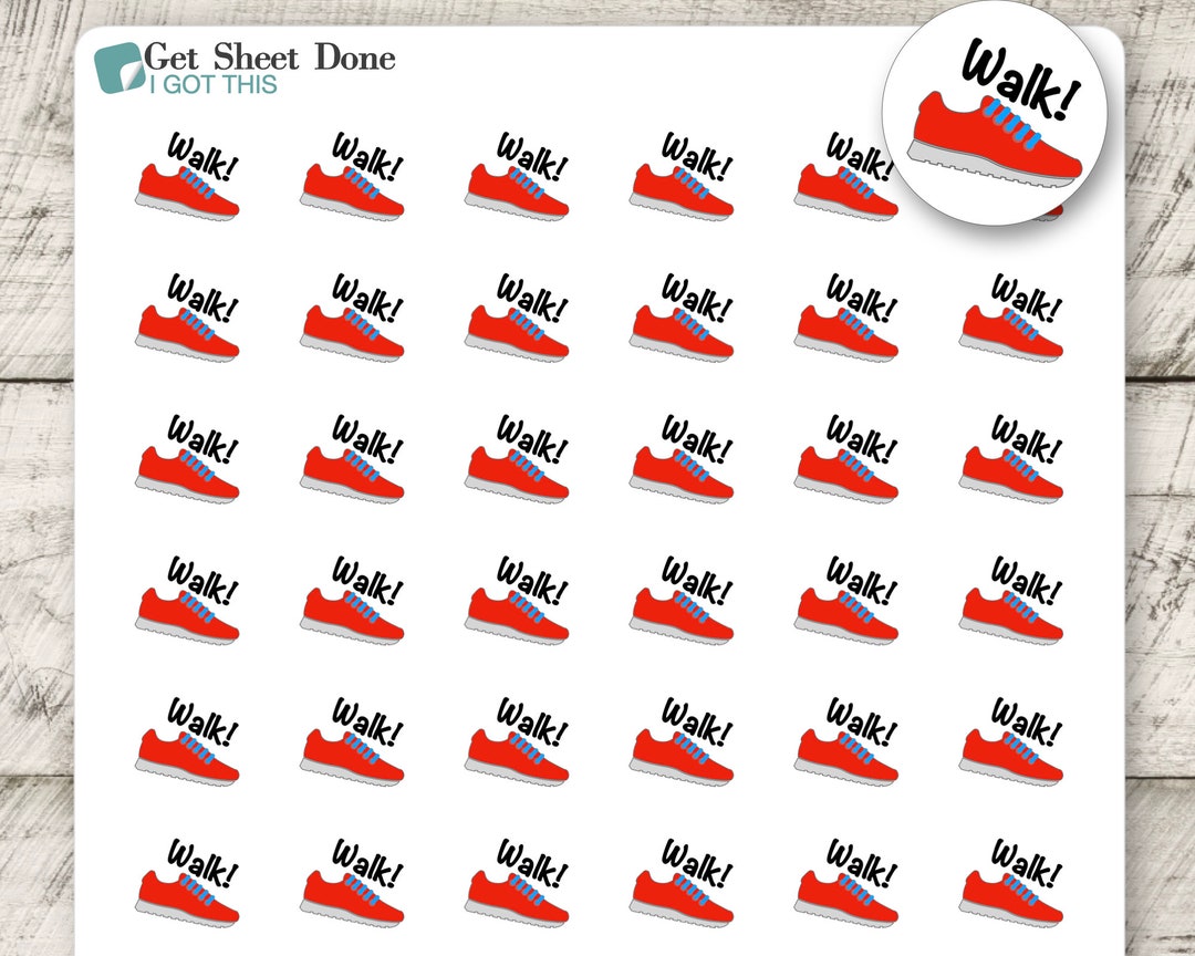Walk Planner Stickers/54 Fun Vinyl Stickers 1/2/exercise - Etsy
