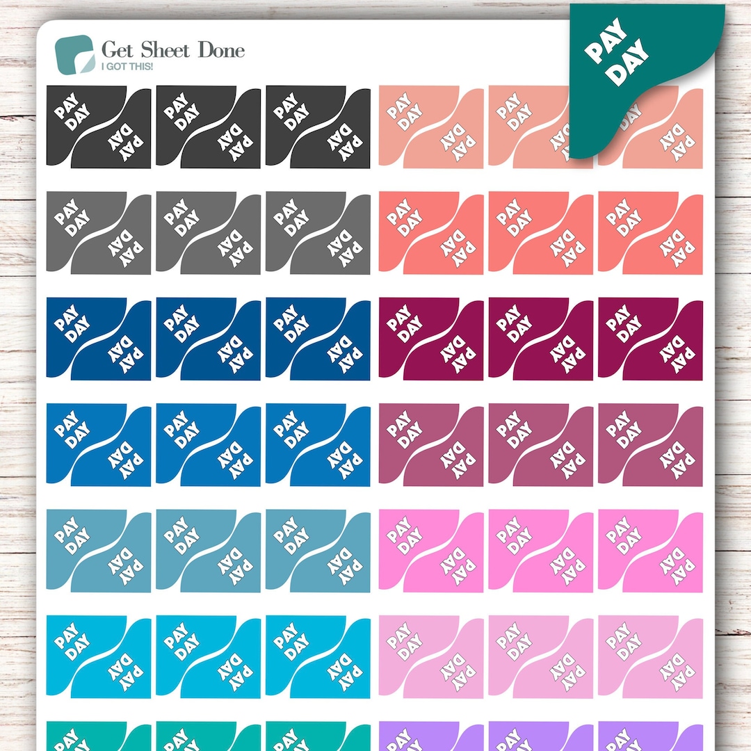 Payday Planner Stickers/planner Sticker Sheet/work Bills Budget Pay Day ...