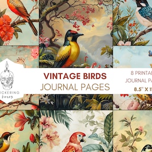 Vintage Birds Junk Journal Kit - Printable Paper, Ephemera for ...
