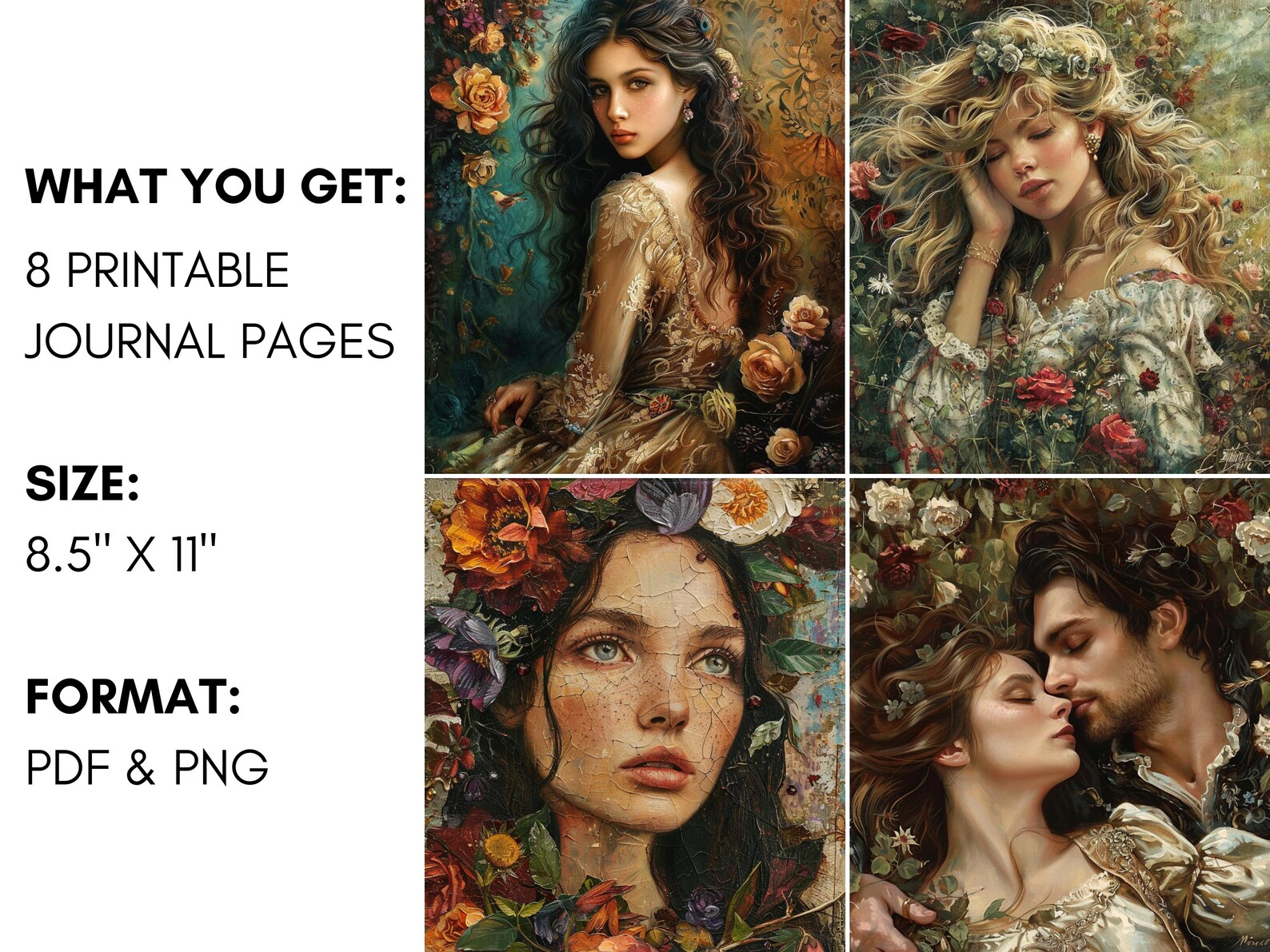 Cottagecore Romance Digital Junk Journal Pages, Printable Paper ...