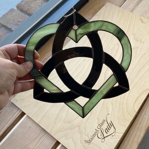 Handcrafted Freeform Celtic Trinity Knot With Heart in Green and Black ...