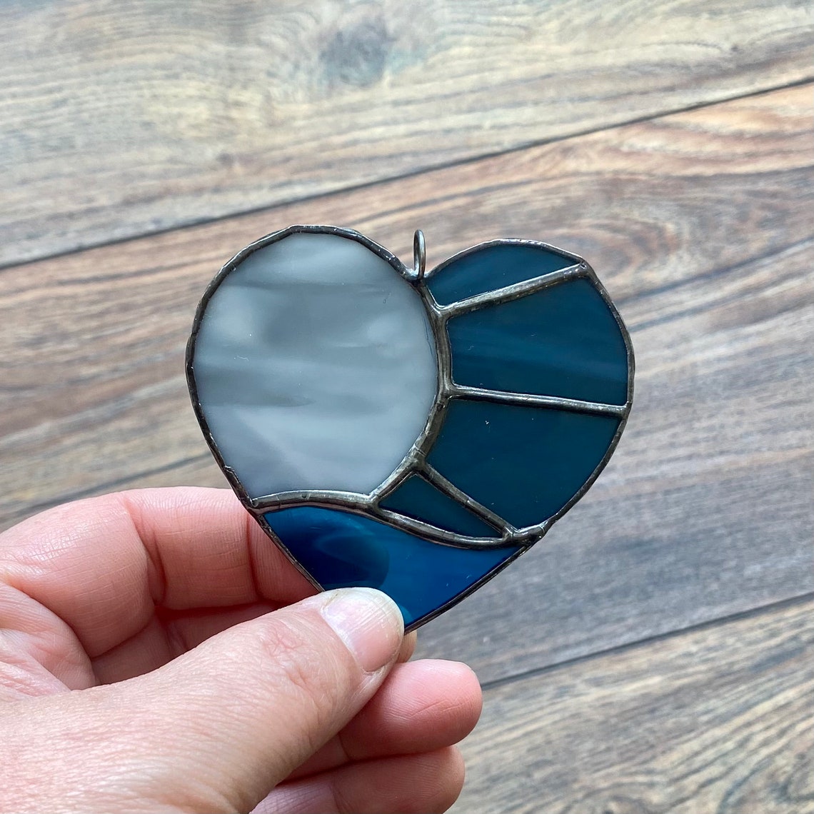 Moonlight-handcrafted Stained Glass Mini Moonlight Heart - Etsy