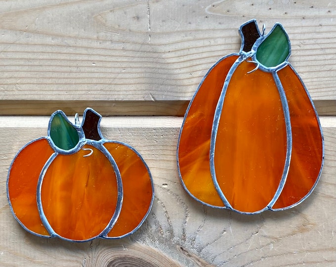 Handcrafted Stained Glass Autumn Leaves in Amber and Ivory, Seasonal ...