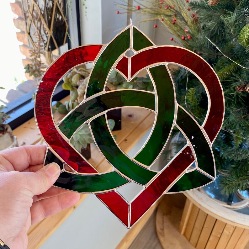 Celtic-handcrafted Celtic Trinity Knot With Heart Stained - Etsy