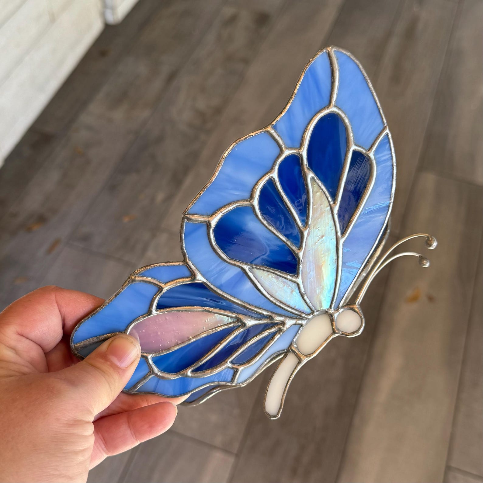 Handcrafted Stained Glass 3-dimensional Butterfly in Blue, Unique Gift ...