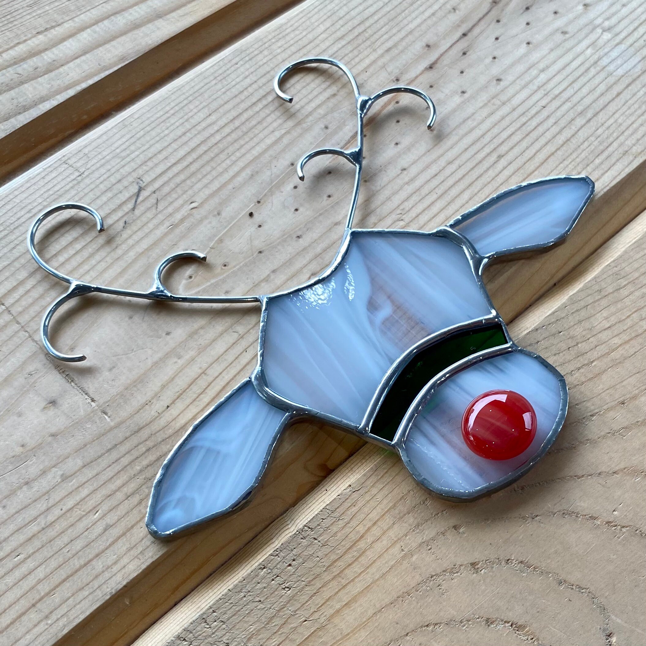 Handcrafted Stained Glass Reindeer Christmas Ornament in Gray - Etsy