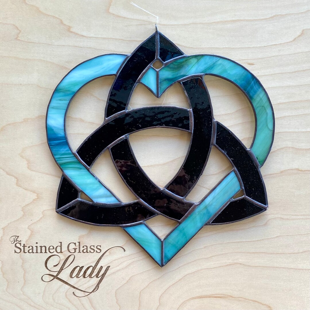 Handcrafted Freeform Celtic Trinity Knot With Heart in Green and Black ...