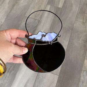 Handcrafted Stained Glass Cauldron Suncatcher in Purple/white, Spooky ...