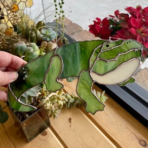 Handcrafted Stained Glass Alligator Suncatcher in Congo Green - Etsy