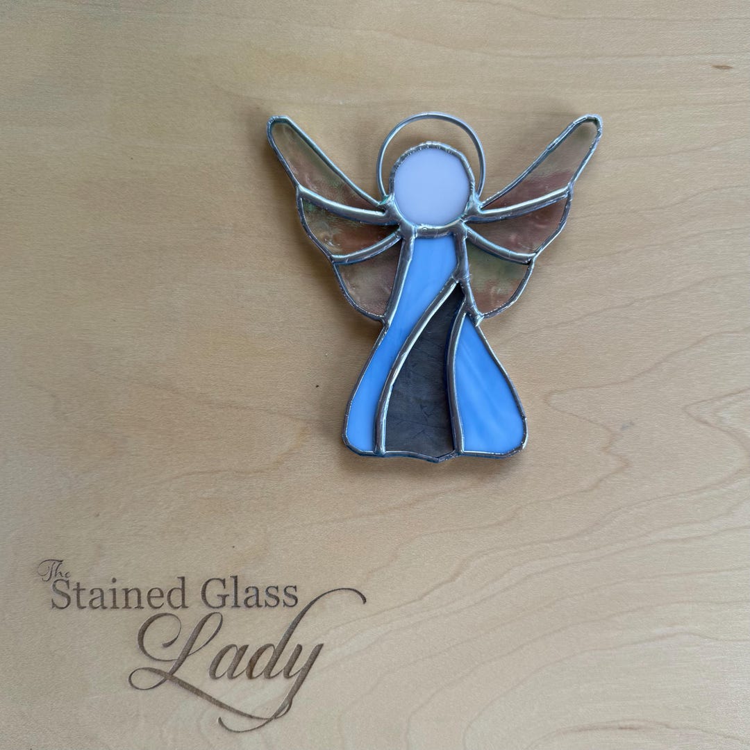 Handcrafted Stained Glass Angel Christmas Ornament in Light and ...