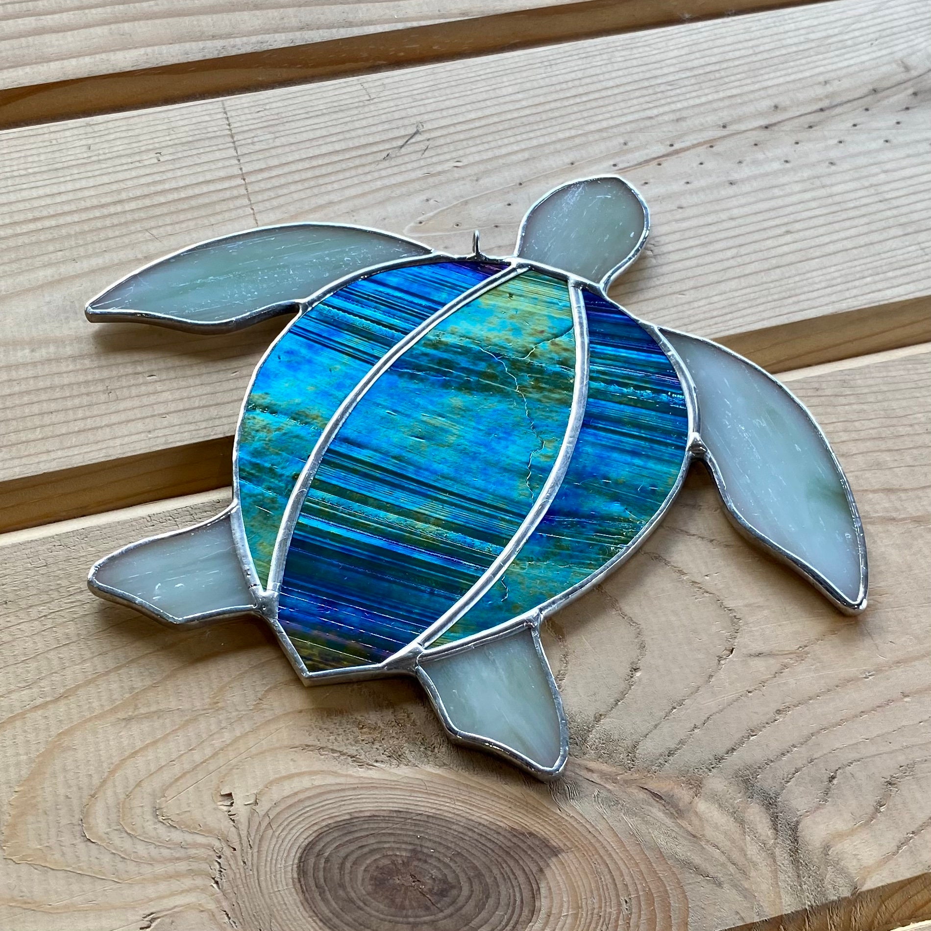 Handcrafted Stained Glass Sea Turtle Suncatcher Window Hanging - Etsy