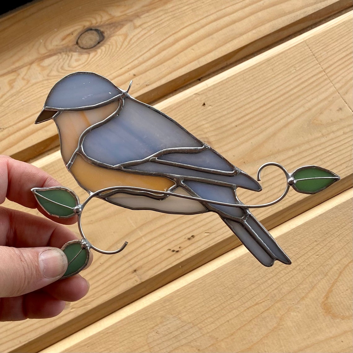 Bluebird Stained Glass Window Hanging in Light Colors - Etsy