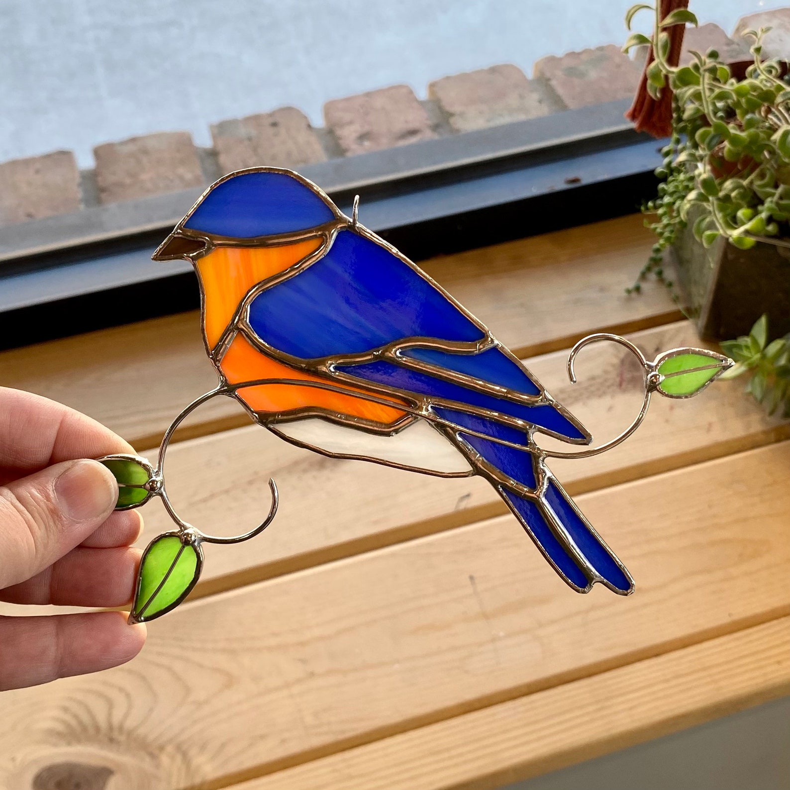 Bluebird Stained Glass Window Hanging in Bright Colors - Etsy