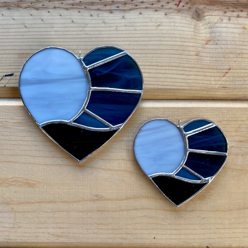 Moonlight-handcrafted Stained Glass Mini Moonlight Heart - Etsy