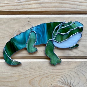 Handcrafted Stained Glass Alligator Suncatcher in Congo Green - Etsy