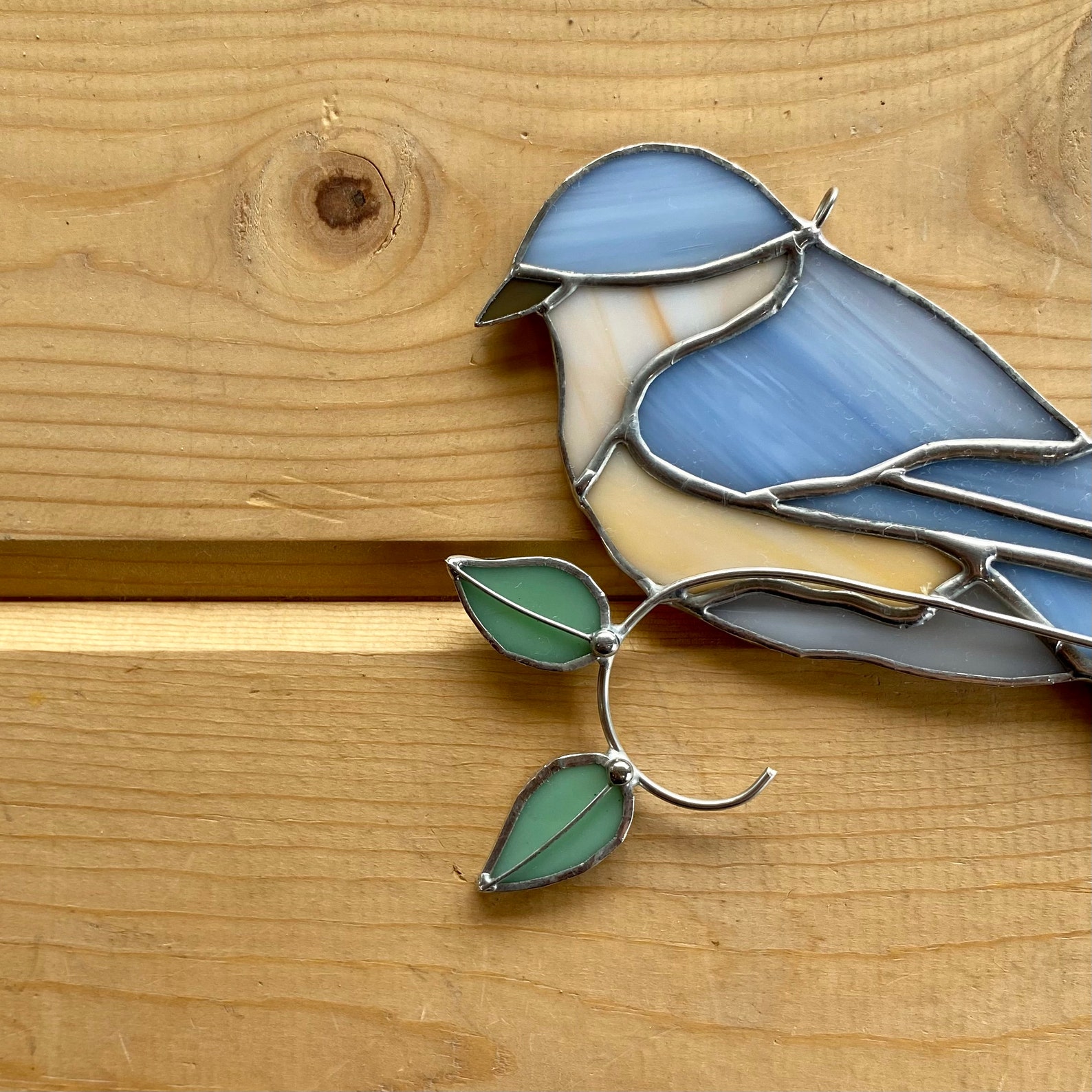 Bluebird Stained Glass Window Hanging in Light Colors - Etsy