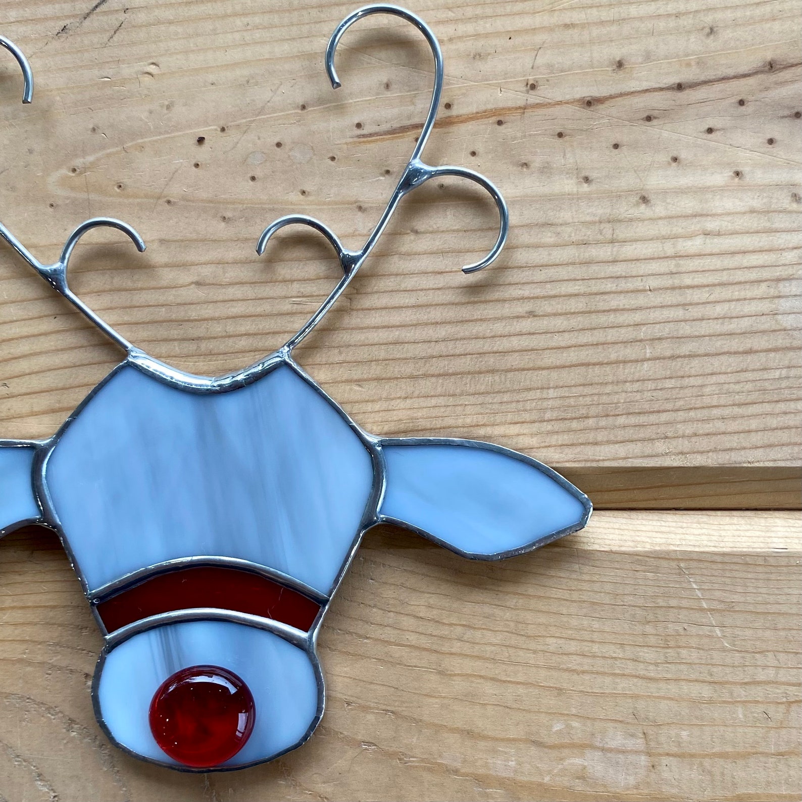 Handcrafted Stained Glass Reindeer Christmas Ornament in Gray - Etsy