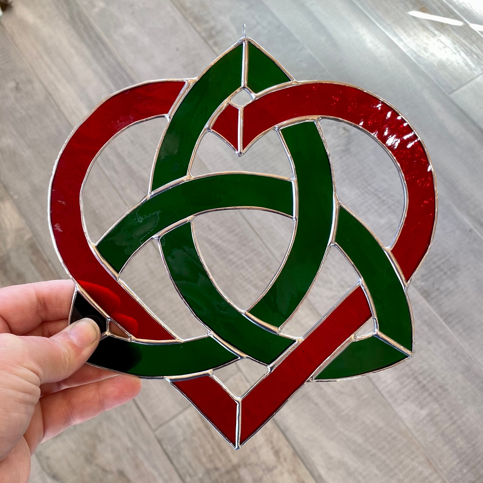 Celtic-handcrafted Celtic Trinity Knot With Heart Stained - Etsy