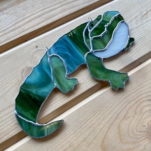 Handcrafted Stained Glass Alligator Suncatcher in Congo Green - Etsy