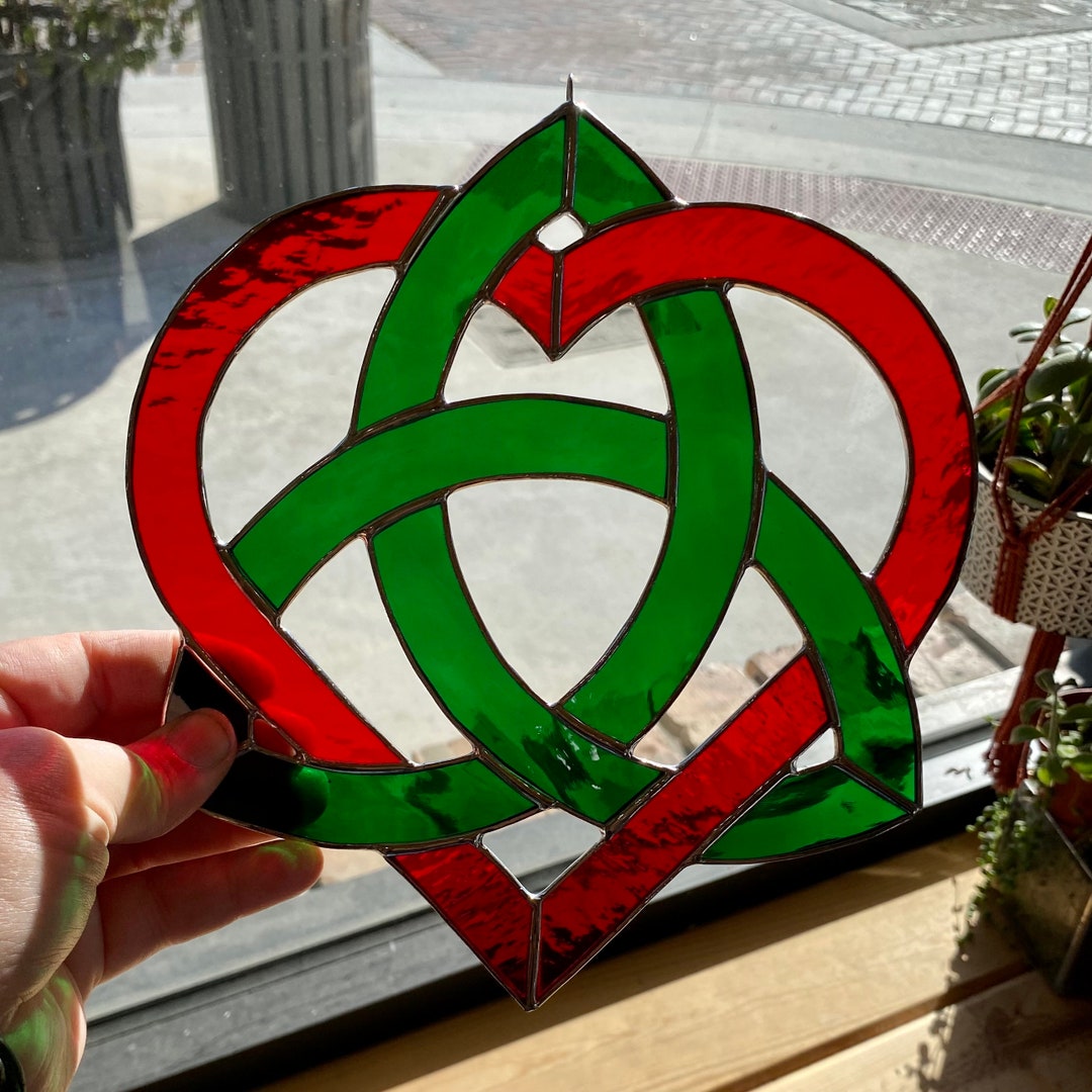 Celtic-handcrafted Celtic Trinity Knot With Heart Stained Glass ...