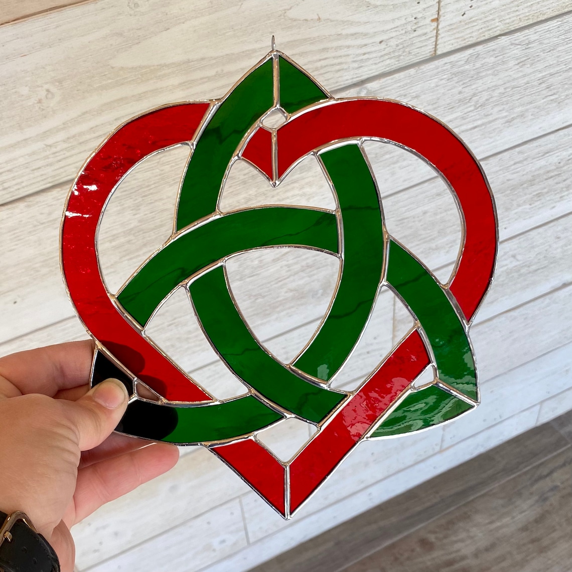 Celtic-handcrafted Celtic Trinity Knot With Heart Stained - Etsy
