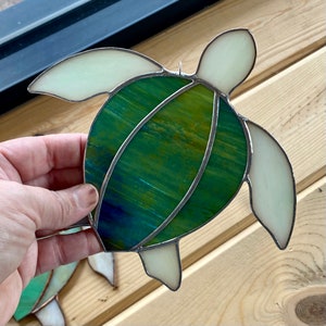 Handcrafted Stained Glass Sea Turtle Suncatcher Window Hanging in ...
