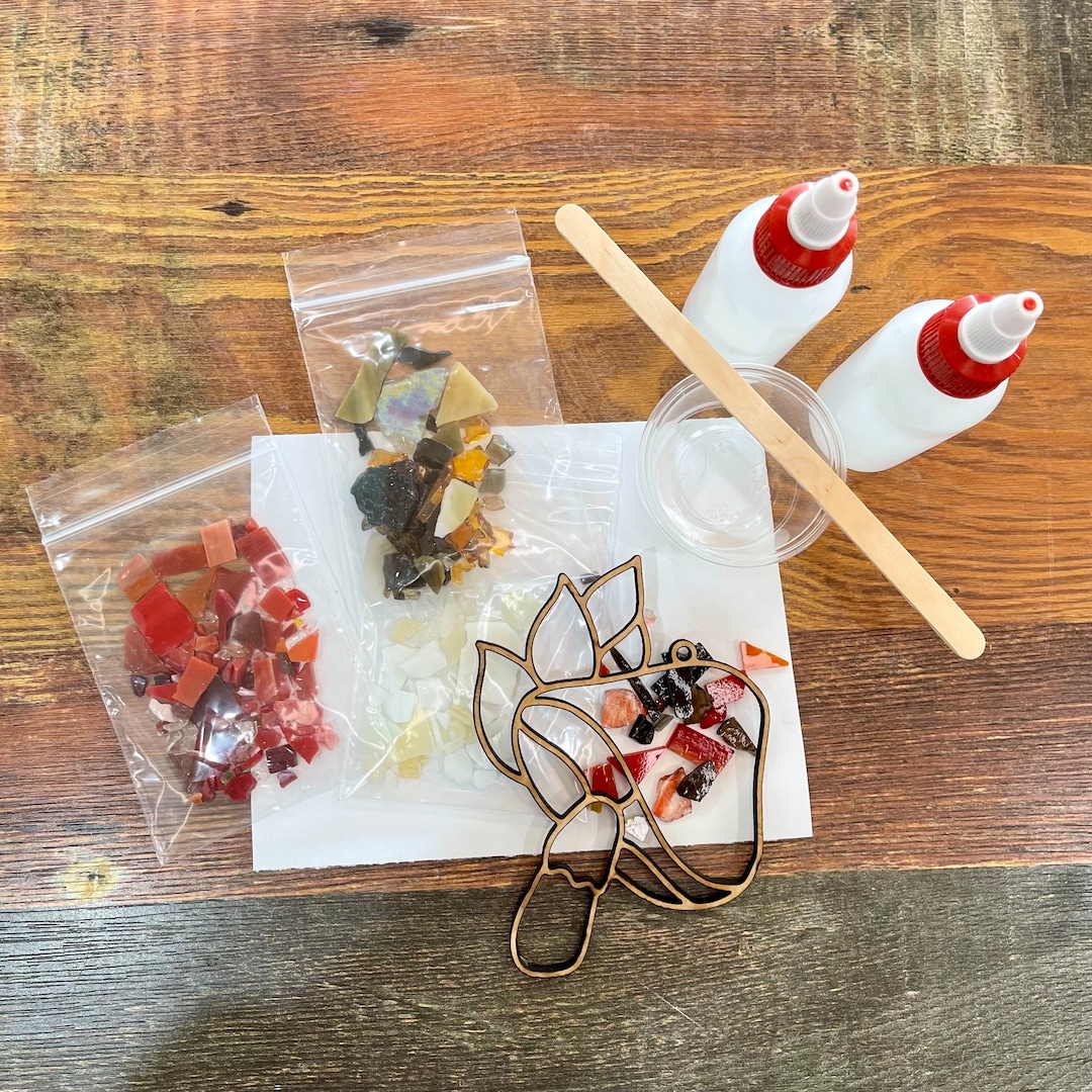 Laser Cut Wood Frame DIY Mosaic Kit Toadstool, Make at Home Art Kit ...