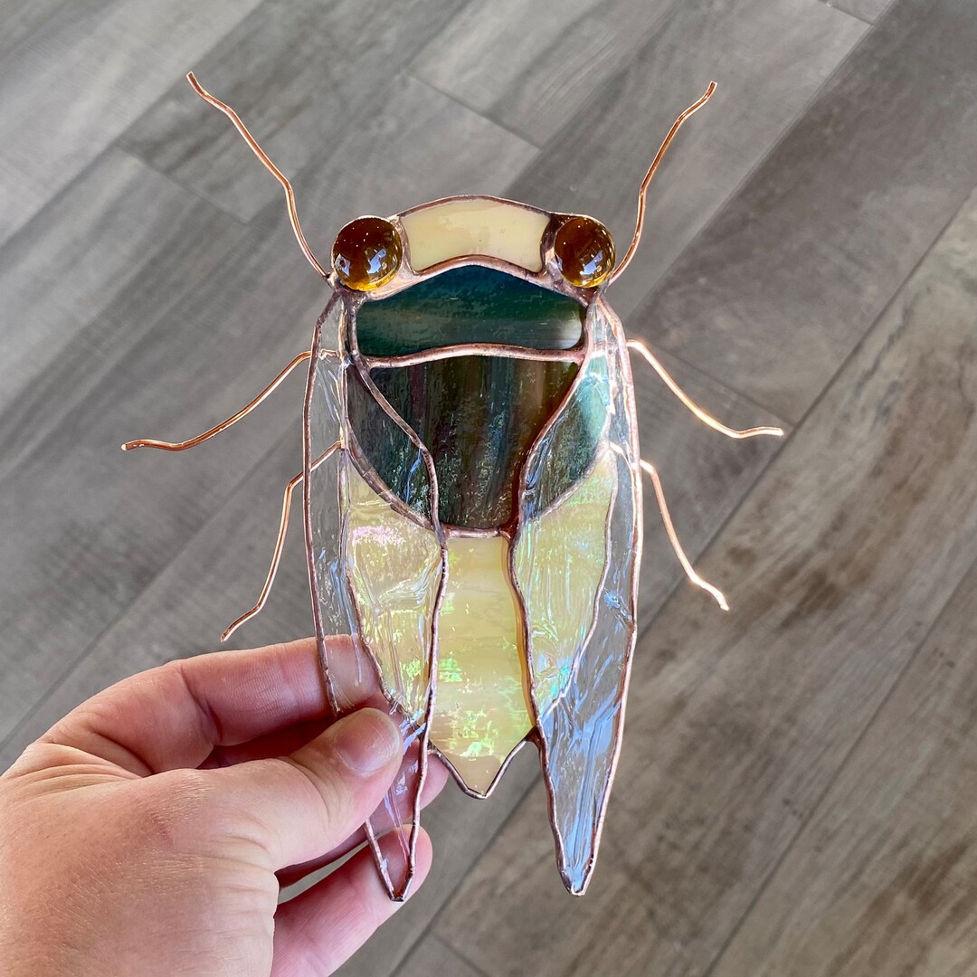 Handcrafted Stained Glass Cicada Beetle Suncatcher in - Etsy