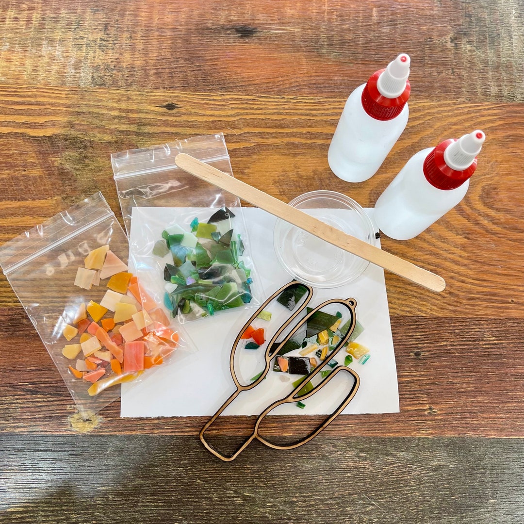 Laser Cut Wood Frame DIY Mosaic Kit Cactus, Make at Home Art Kit, Resin ...