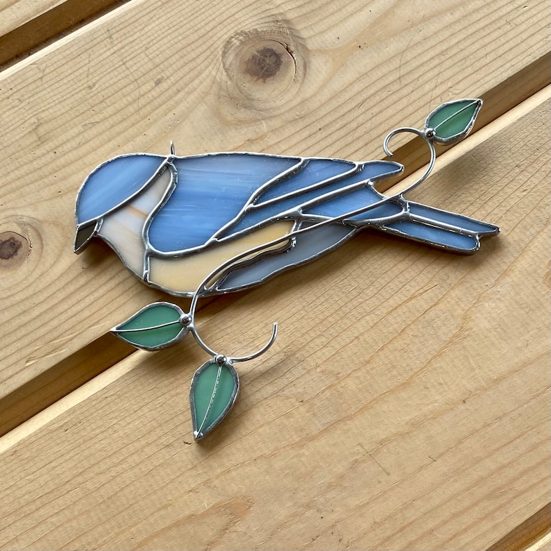 Bluebird Stained Glass Window Hanging in Light Colors - Etsy