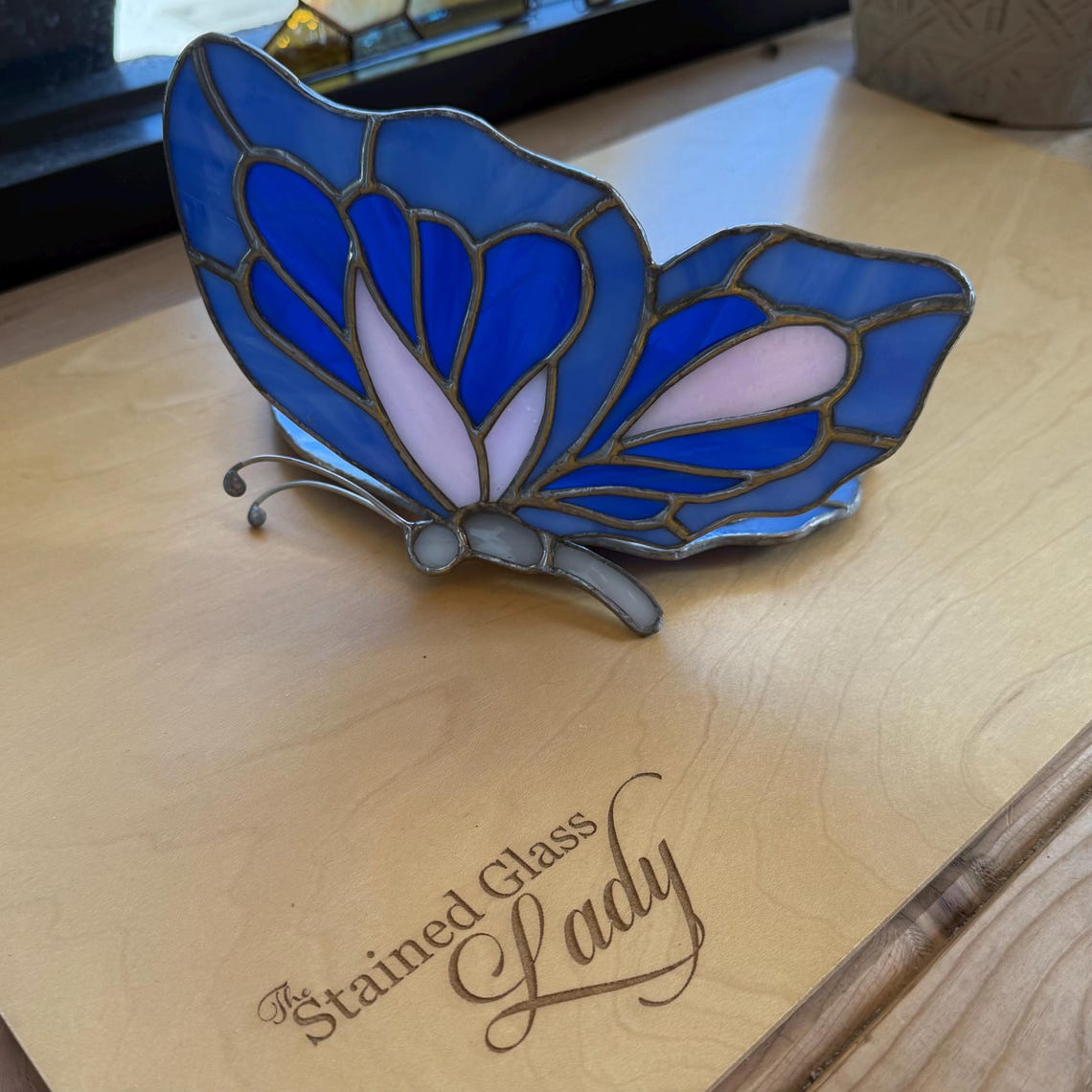 Handcrafted Stained Glass 3-dimensional Butterfly in Blue, Unique Gift ...