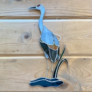Handcrafted Stained Glass Sandhill Crane Suncatcher, Unique Gift Idea ...