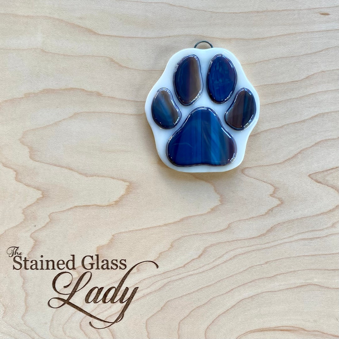 Handcrafted Fused Glass Medium Dog Paw Print, Custom Pet Gift Idea ...
