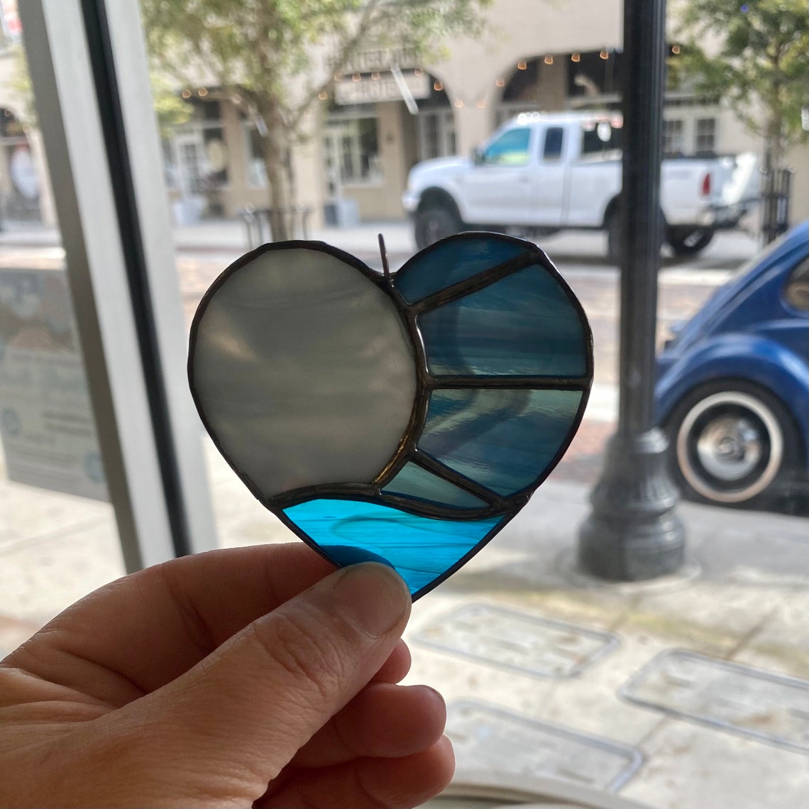 Moonlight-handcrafted Stained Glass Mini Moonlight Heart - Etsy