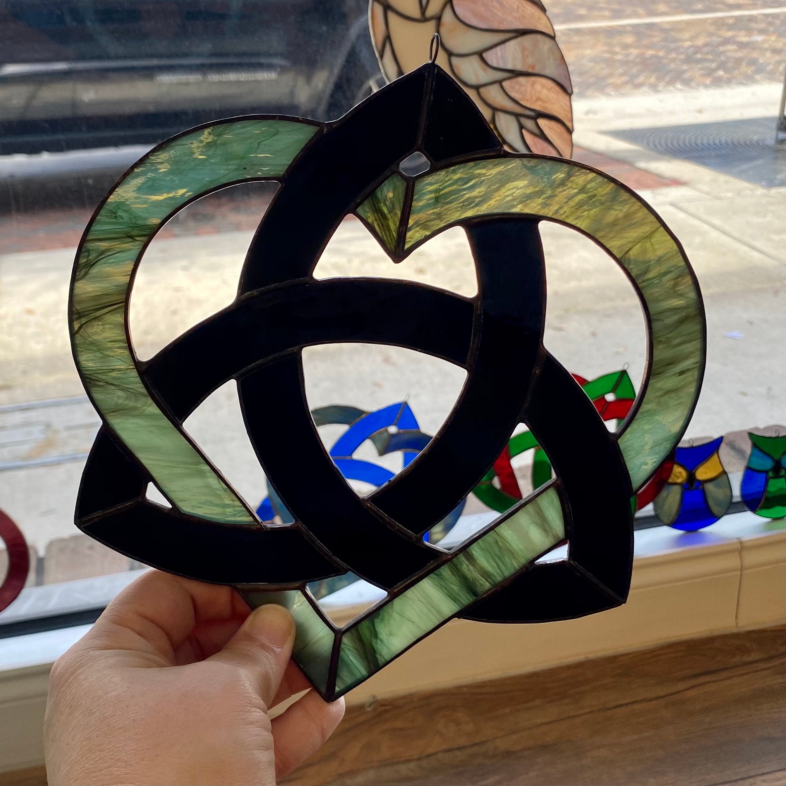 Handcrafted Freeform Celtic Trinity Knot With Heart in Green | Etsy