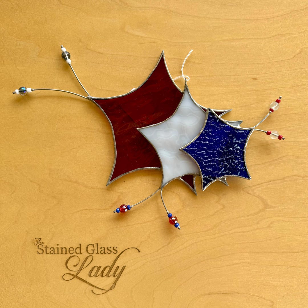 Handcrafted Stained Glass Firework Suncathcer 2, Seasonal Home Decor ...