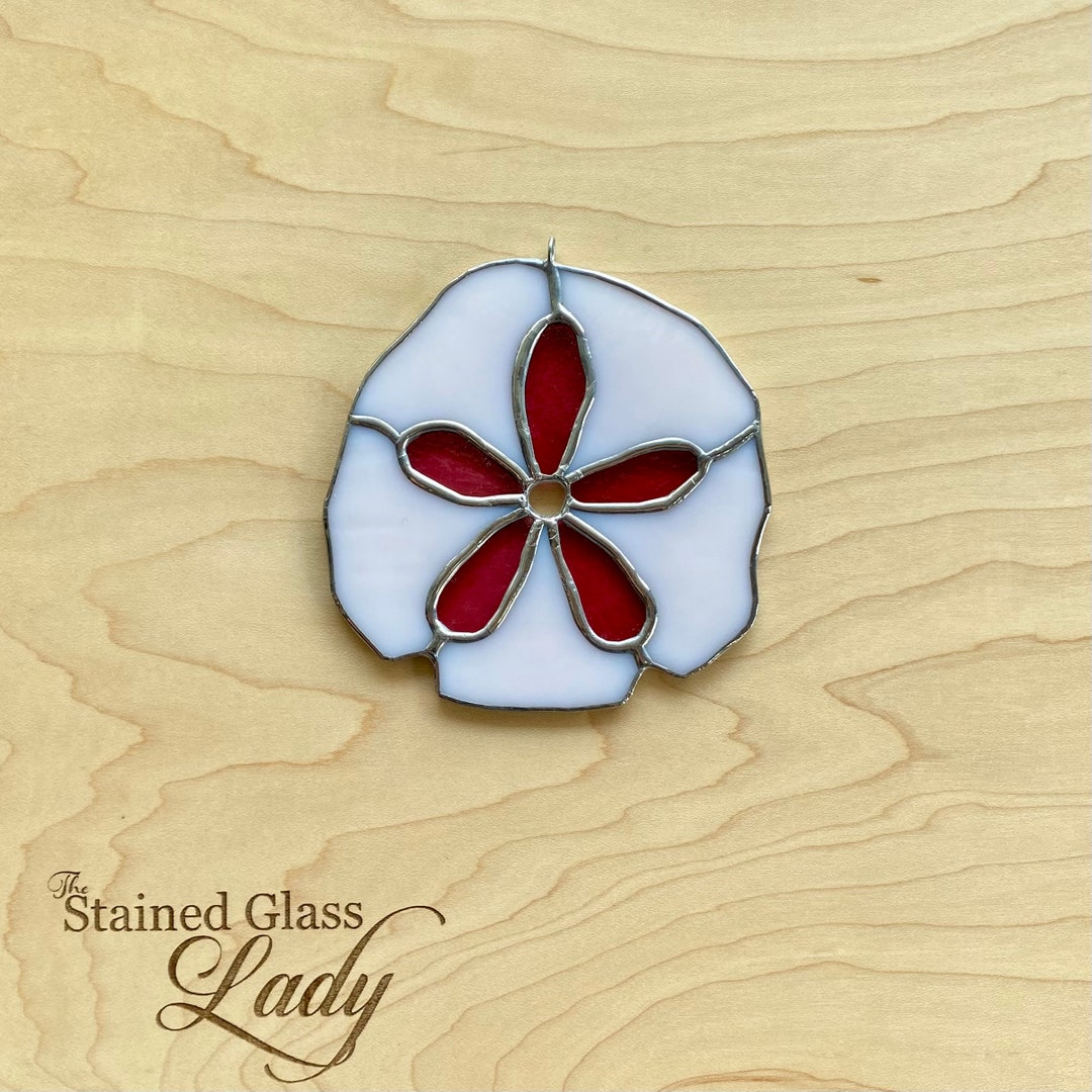 Handcrafted Stained Glass Sand Dollar Suncatcher in Soft Pink and ...