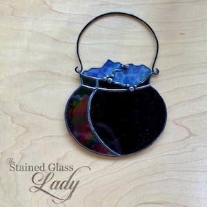 Handcrafted Stained Glass Bubbling Cauldron in Mottled Purple ...