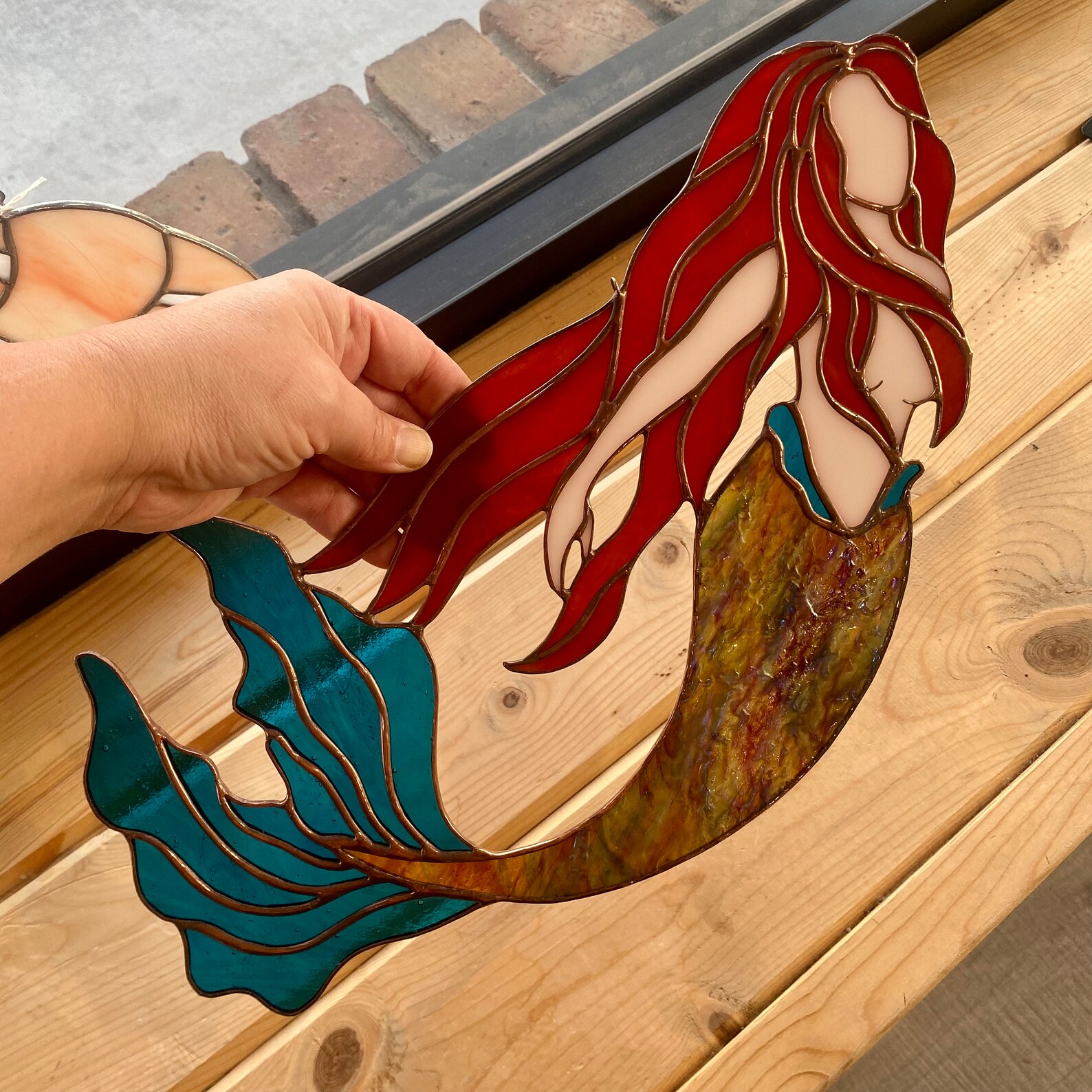 Handcrafted Stained Glass Mermaid Suncatcher in Iridescent - Etsy